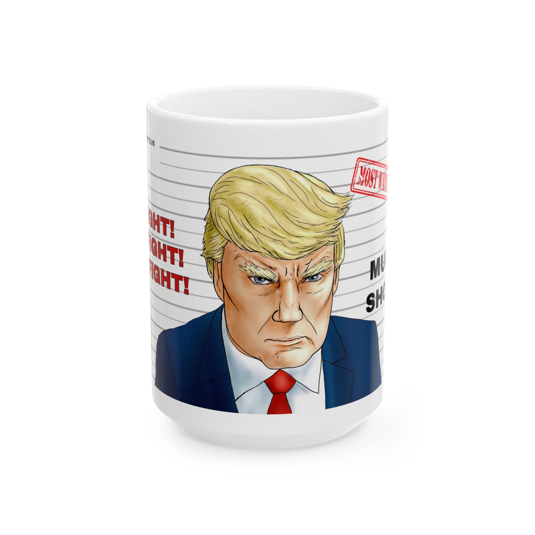 Mug - Defiant Trump Mugshot Cartooned by A.F. Branco - Collectible Whi ...